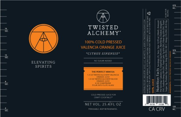 25.4oz 100% VALENCIA ORANGE JUICE COLD PRESSED – Twisted Alchemy